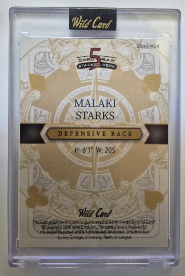 Malaki Starks /3 Autograph PRC 2024 5 Card Draw Stacked Deck Auto Wild ...