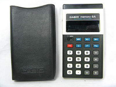 Rare 70´s vintage calculator Taschenrechner CASIO memory - 8 A + case ...