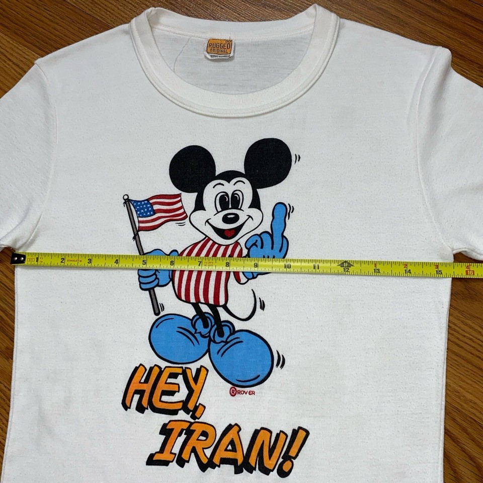Vintage 1970 Mickey Mouse Hey Iran Middle Finger Humor T-shirt Size S ...