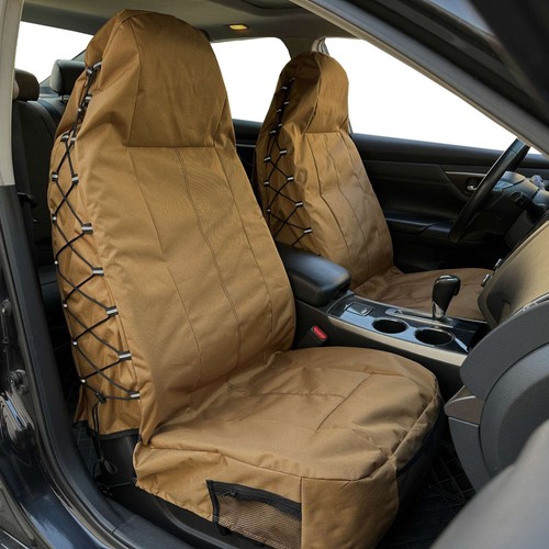 Coyote Brown Waterproof Canvas High Back Pocket Seat Covers For ...