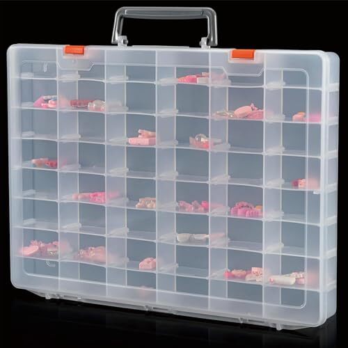 Large 48-Grid Transparent Plastic Organizer Box with Dividers ...