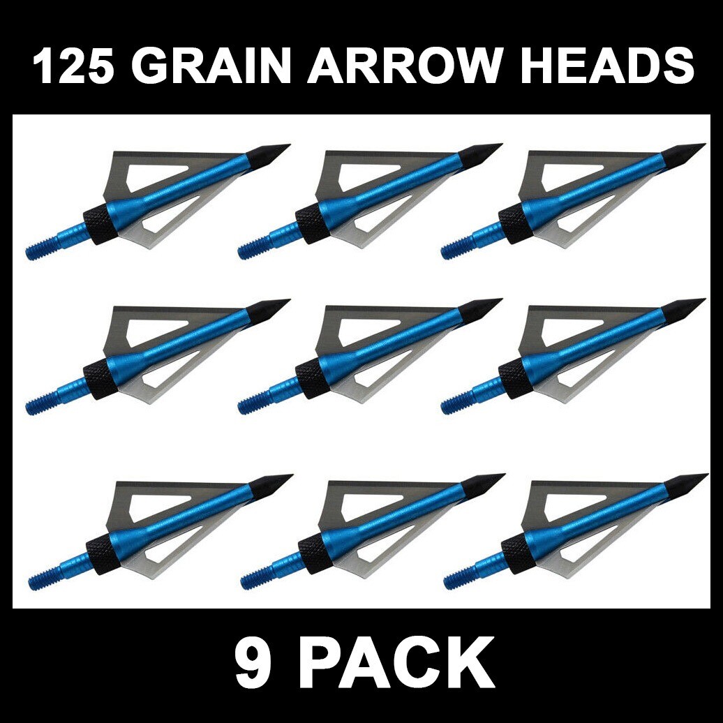 9PC Aluminum 125 Grain Arrow Heads Broadhead BOLTS Crossbow Hunting ...