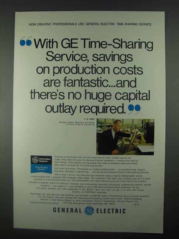 1967 General Electric Computer Time-Sharing Service Ad | eBay