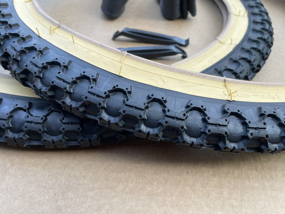 20" x 2.125 Bicycle Black/ Light Gum Wall Tires + Tubes Freestyle BMX ...