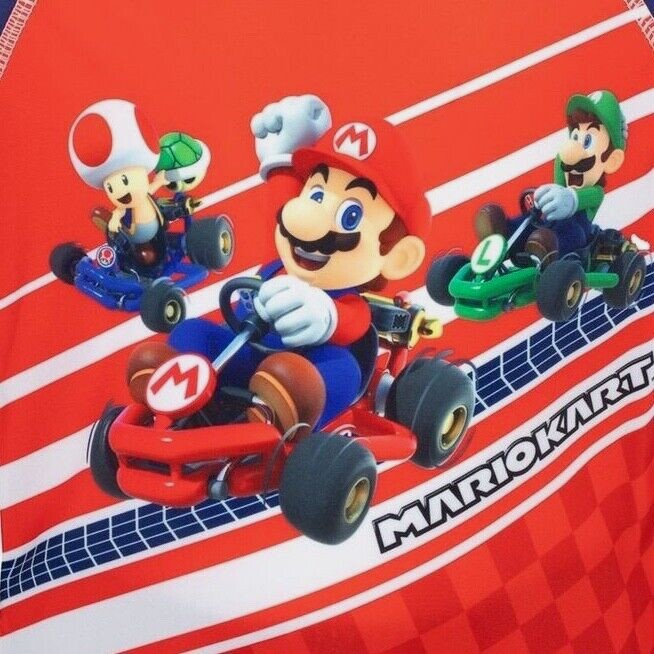 Sz 4-12 Super Mario Kart Swimsuit Set Swim Trunks Rash Guard Nintendo ...