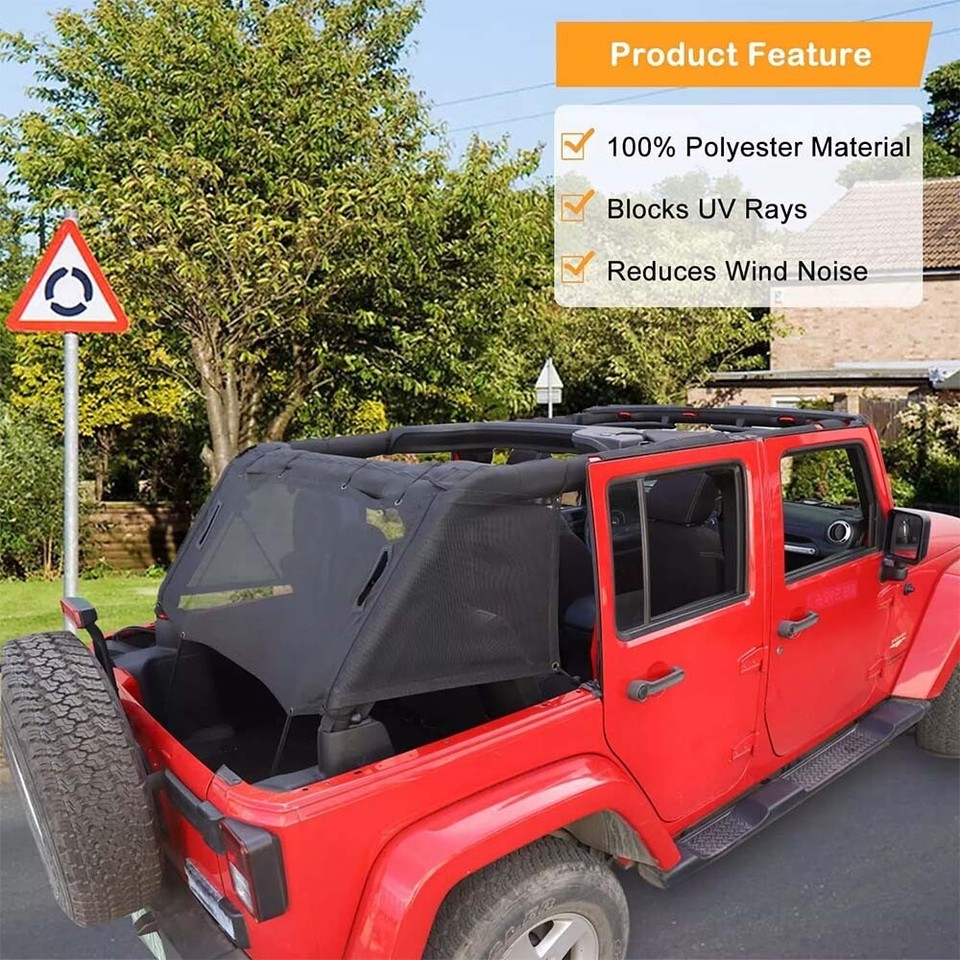 Trunk Sunshade Mesh Shade Top Cover Fit Jeep Wrangler JK JKU 2007-2017 ...