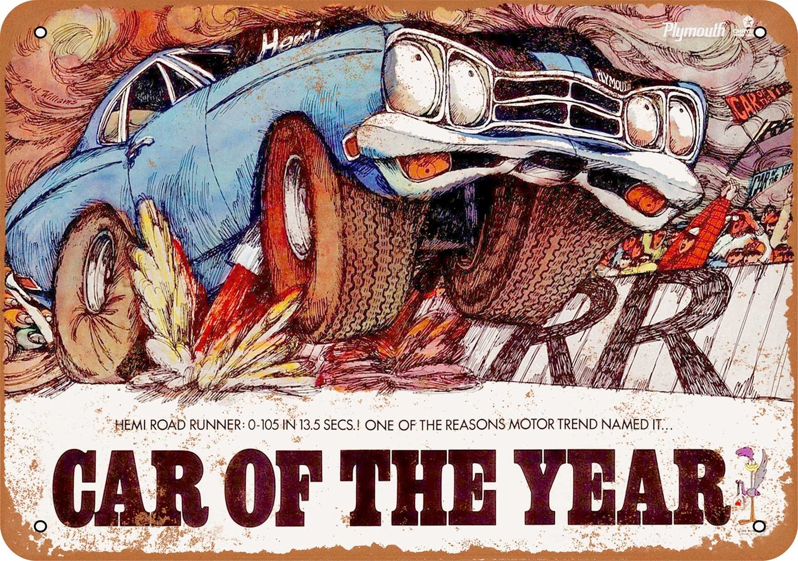 METAL SIGN - 1969 Hemi Road Runner Cartoon - Vintage Look Reproduction ...