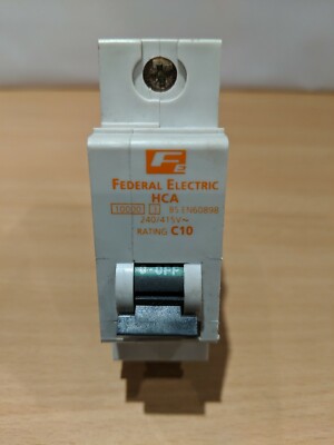 Mcb Federal Electric BS60898 HCA10 Amp type C 10kA breaking capacity ...
