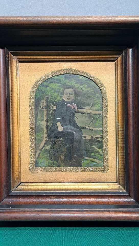 Antique Wooden Victorian Deep Dish Picture Frame With Tin Type Photo ...