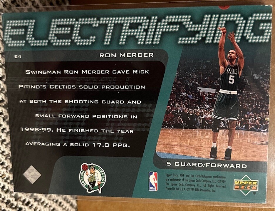 1999-00 Upper Deck MVP Ron Mercer Electrifying Insert Card | eBay