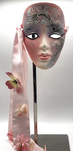 Vintage 1990 Clay Ceramic Mask with Ribbon/Flowers. Signed. | eBay