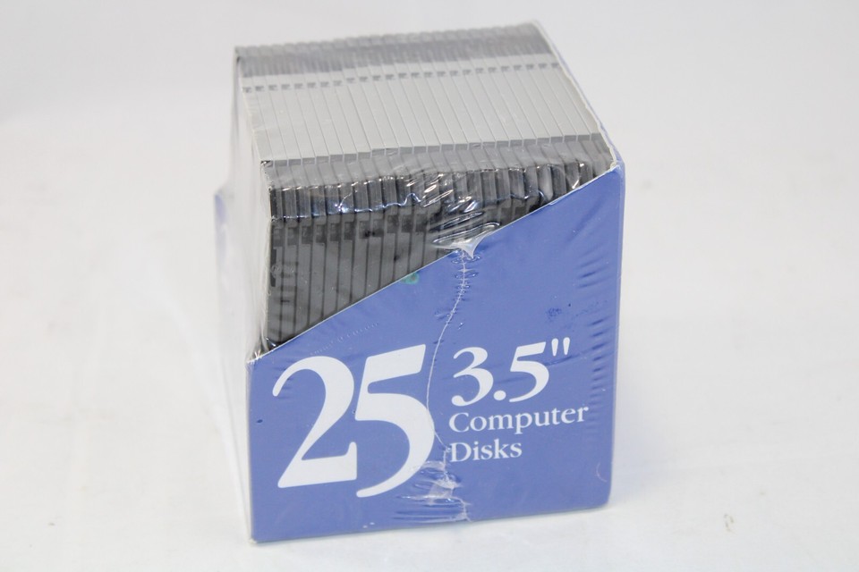25 Pack 3.5" Floppy Disks 2HD IBM Formatted Black High Density Brand ...