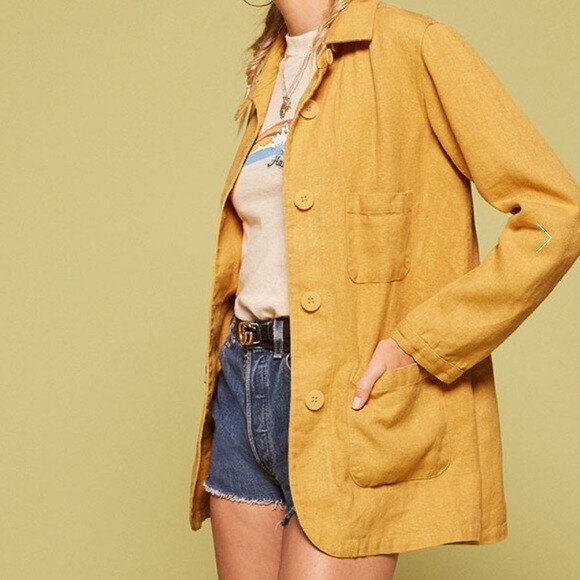 Reformation Womens Linen Chore Jacket Button Front Ye… - Gem