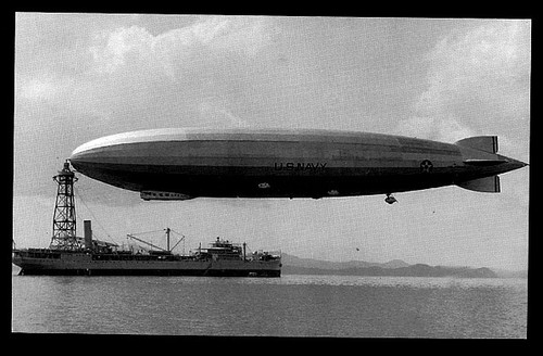 USS Patoka AO-9 postcard US Navy ship fleet oiler / rigid airship ...