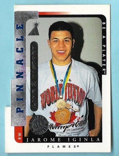 JAROME IGINLA 1997 PINNACLE LINK TO HISTORY ROOKIE DICUT INSERT CARD # ...