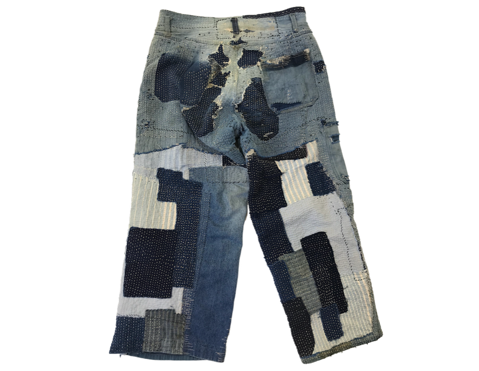 Vintage 40's Japanese Indigo Denim Boro Patchwork Sashiko Repaired ...