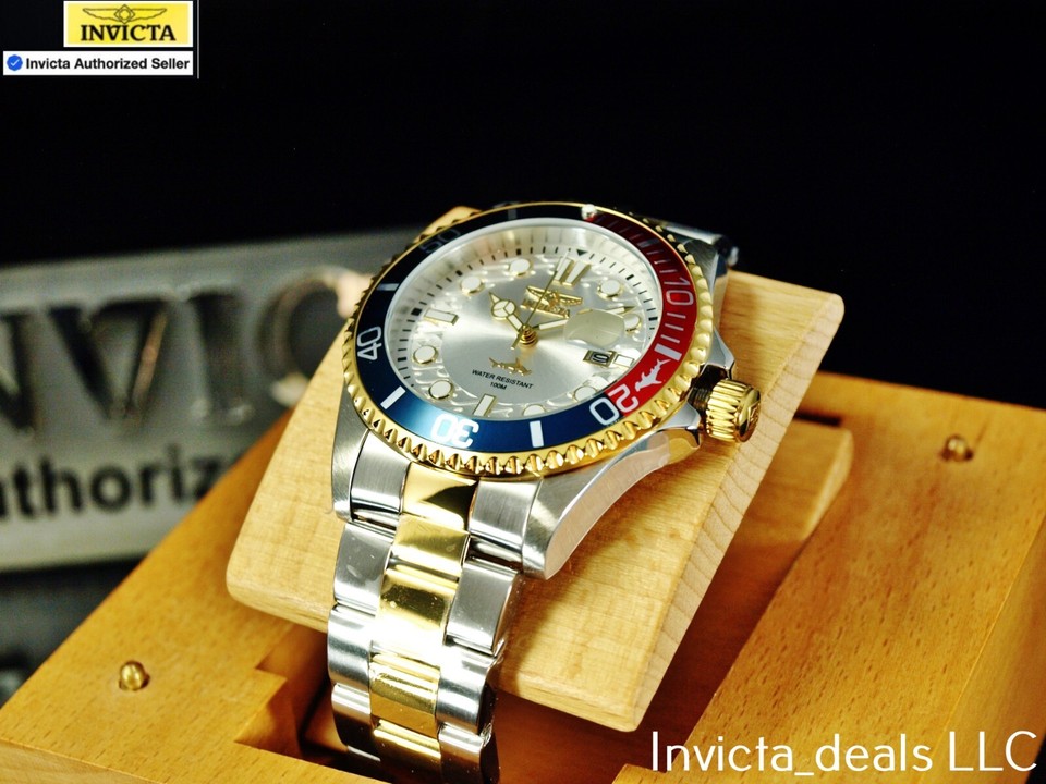 Invicta Men's 43mm Pro Diver HAMMERHEAD Quartz SILVER DIAL Gold Two Tone SS Watc | eBay