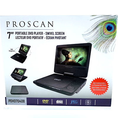 IOB Proscan Portable DVD Player with 7 inch Swivel Screen EUC Compact ...