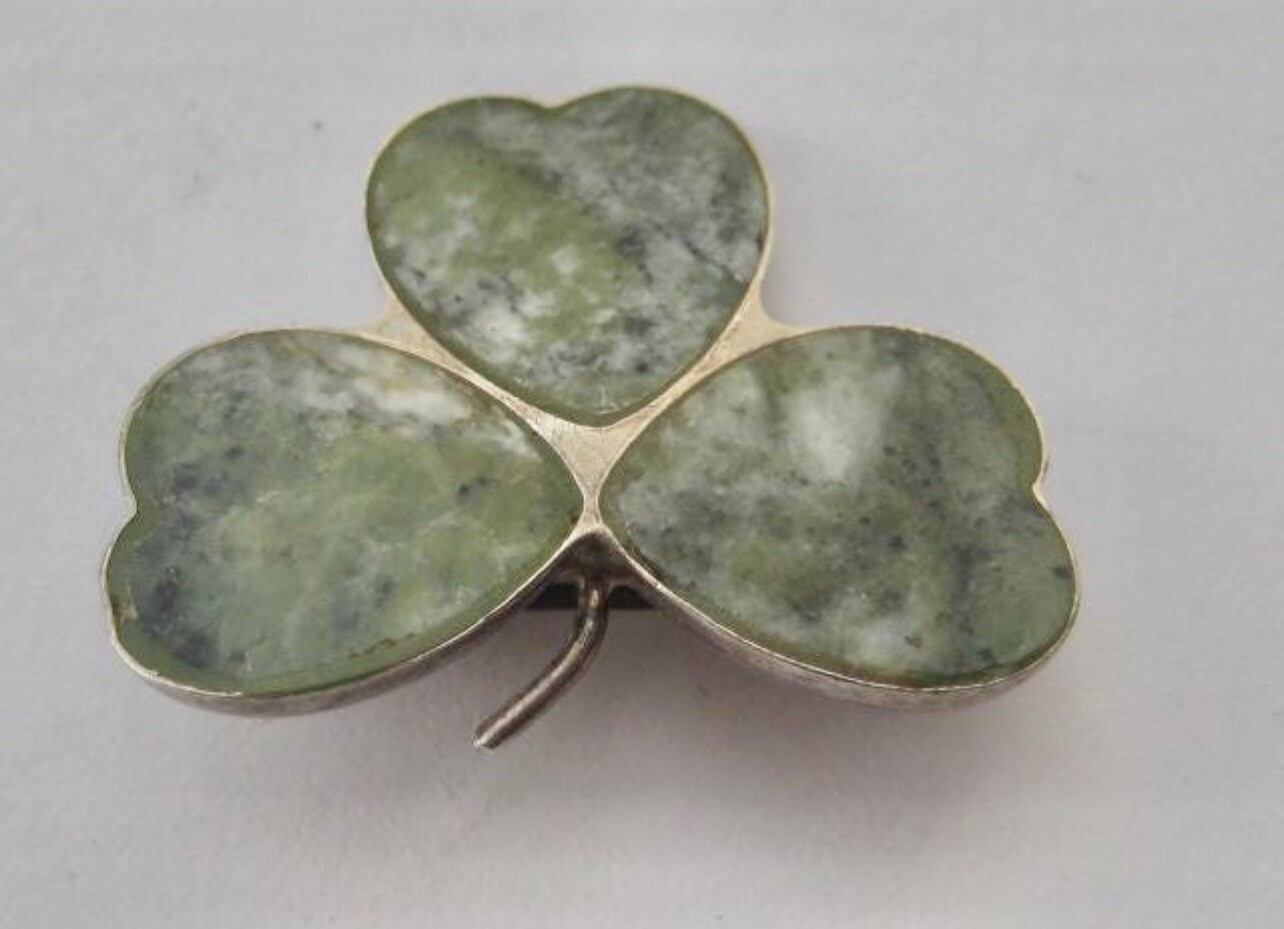 Vintage 1966 Hallmark Sterling Connemara Marble Shamrock Clover Flower ...