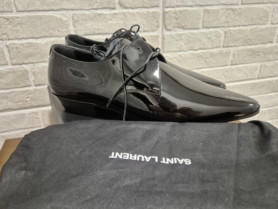 Authentic New Saint Laurent Paris YSL Noir Patent Leather Formal Shoes ...