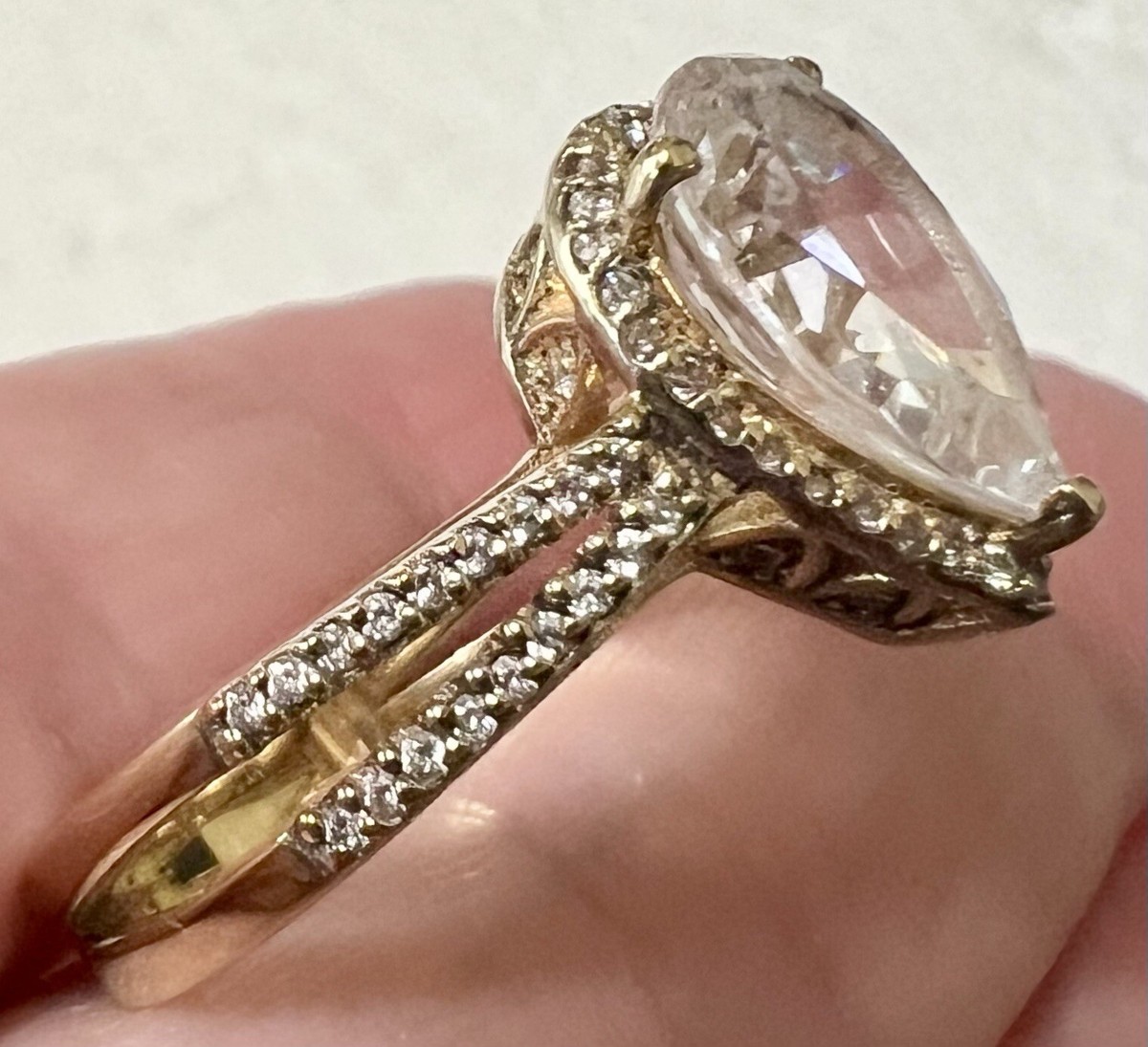 Designer Signed FE JD 925 Sterling Silver Gold Plated Pear Designer Signed FE JD 925 Sterling Silver Gold Plated Pear