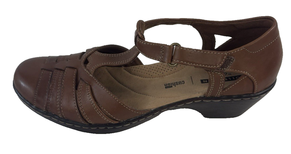 Clarks Collection Wendy Alto T-Strap Sandals Tan Brown Leather New in ...