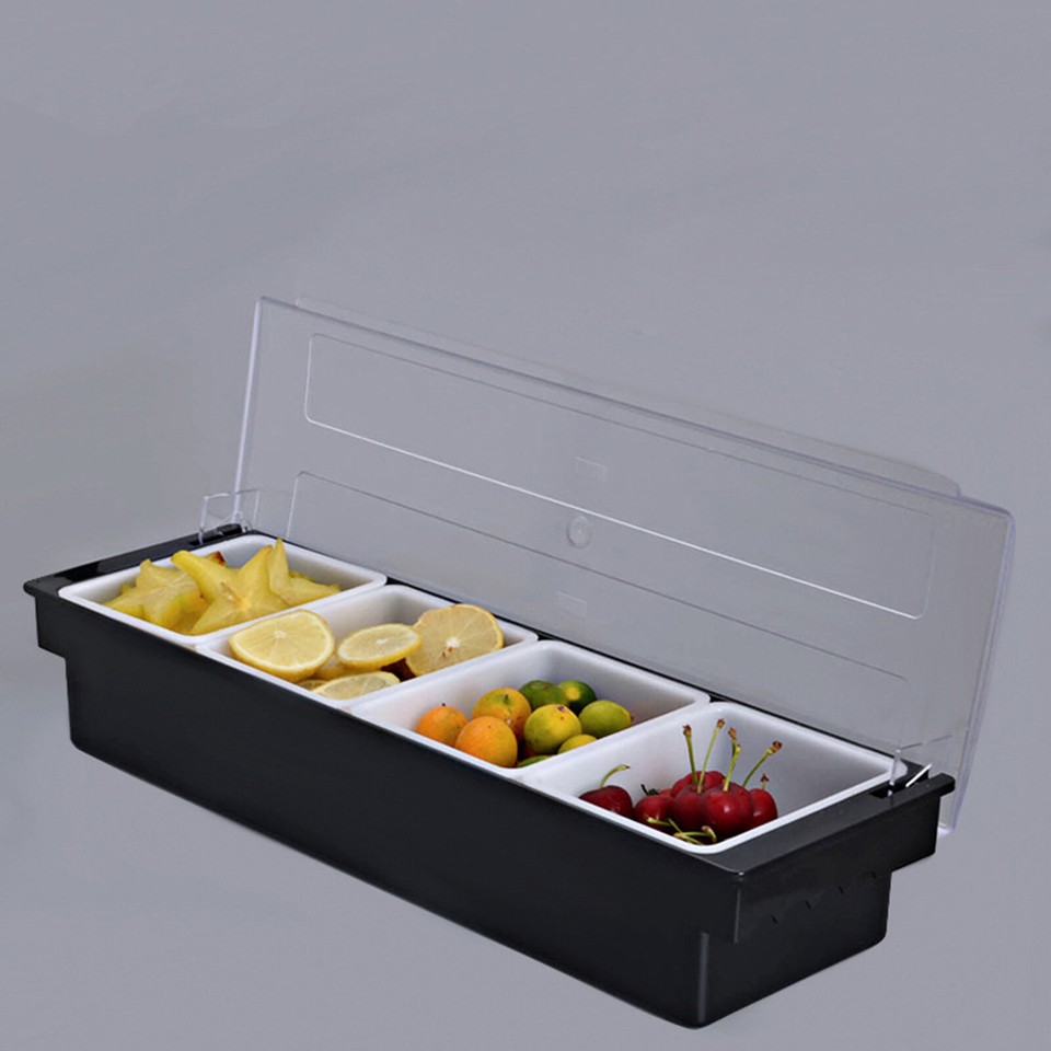 3/4/5 Compartment Fruit Caddy Tray Salad Bar Condiment Dispenser ...