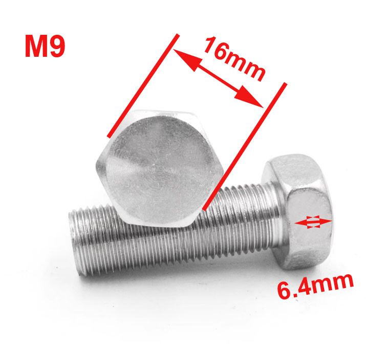 M9 Hexagon Head BoltsHex Head Screws M9x1mm M9x1.25mm M9x1.5mm Pitch ...
