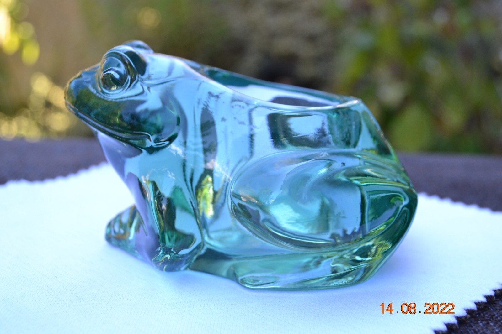 VTG Indiana Glass Green Frog Toad Votive Tea Lite Candle Holder Paperwt ...