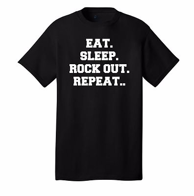 Eat Sleep Rock Out Repeat T-shirt rock bands guitarists drummer bassist ...