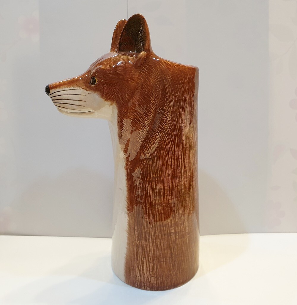 Tall Vase Pot Ceramic Fox Head Figurine Flower Succulent Plant Home ...