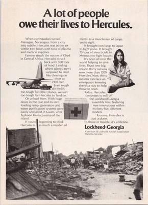 Lockheed-Georgia 1973 Hercules Print Ad Vintage Aircraft Rescue Relief ...