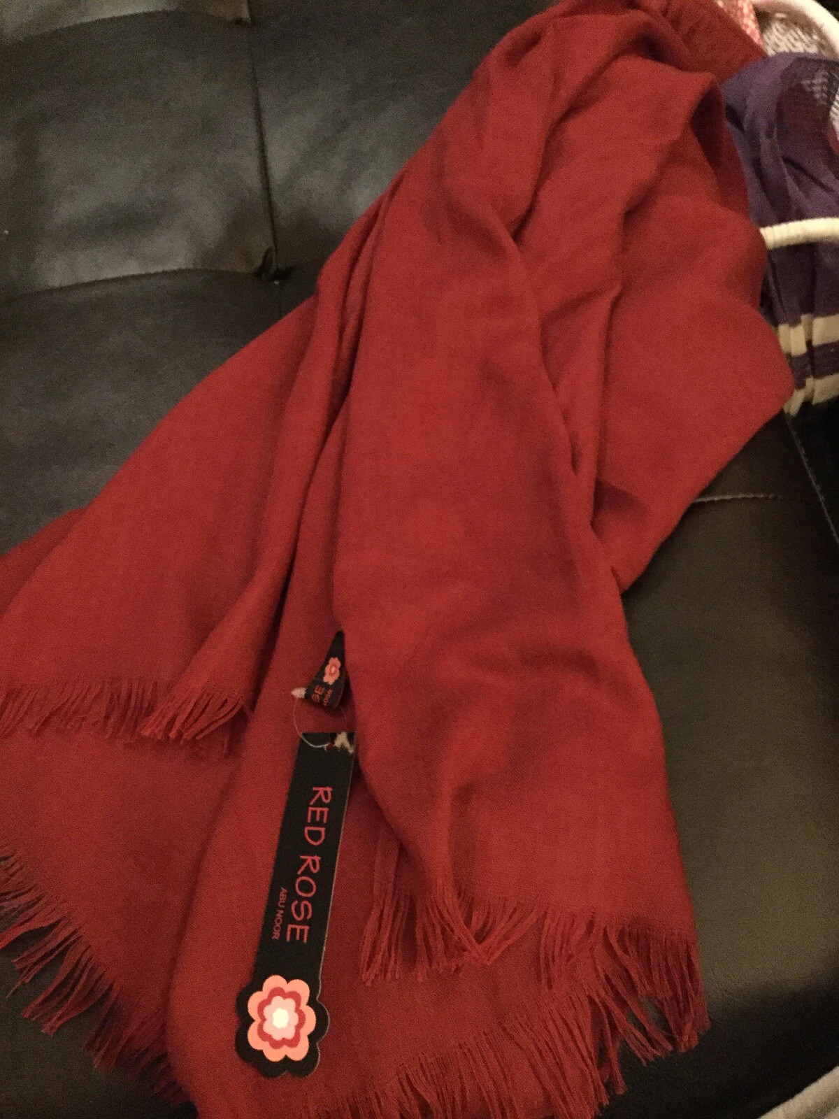 Red Rose Scarf 74” X 28” Burgundy With Fringe | eBay