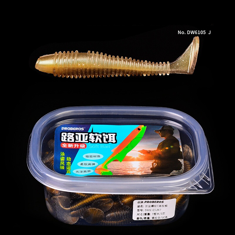 50PCS/box Soft Fishing Lures Paddle Tail Crappie Bass Walleye Grub Worm ...