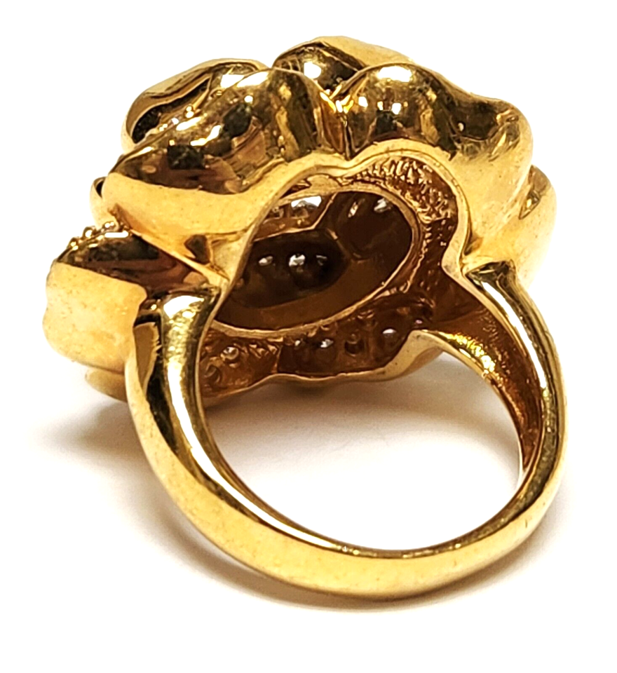 NEW UTC Gold Over 925 Sterling Silver Pave Cubic Zirconia Rose Flower ...