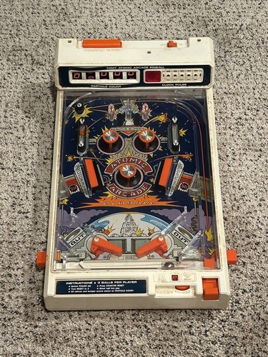 Vintage TOMY 1979 Atomic Arcade Tabletop Pinball Machine w Box READ ...