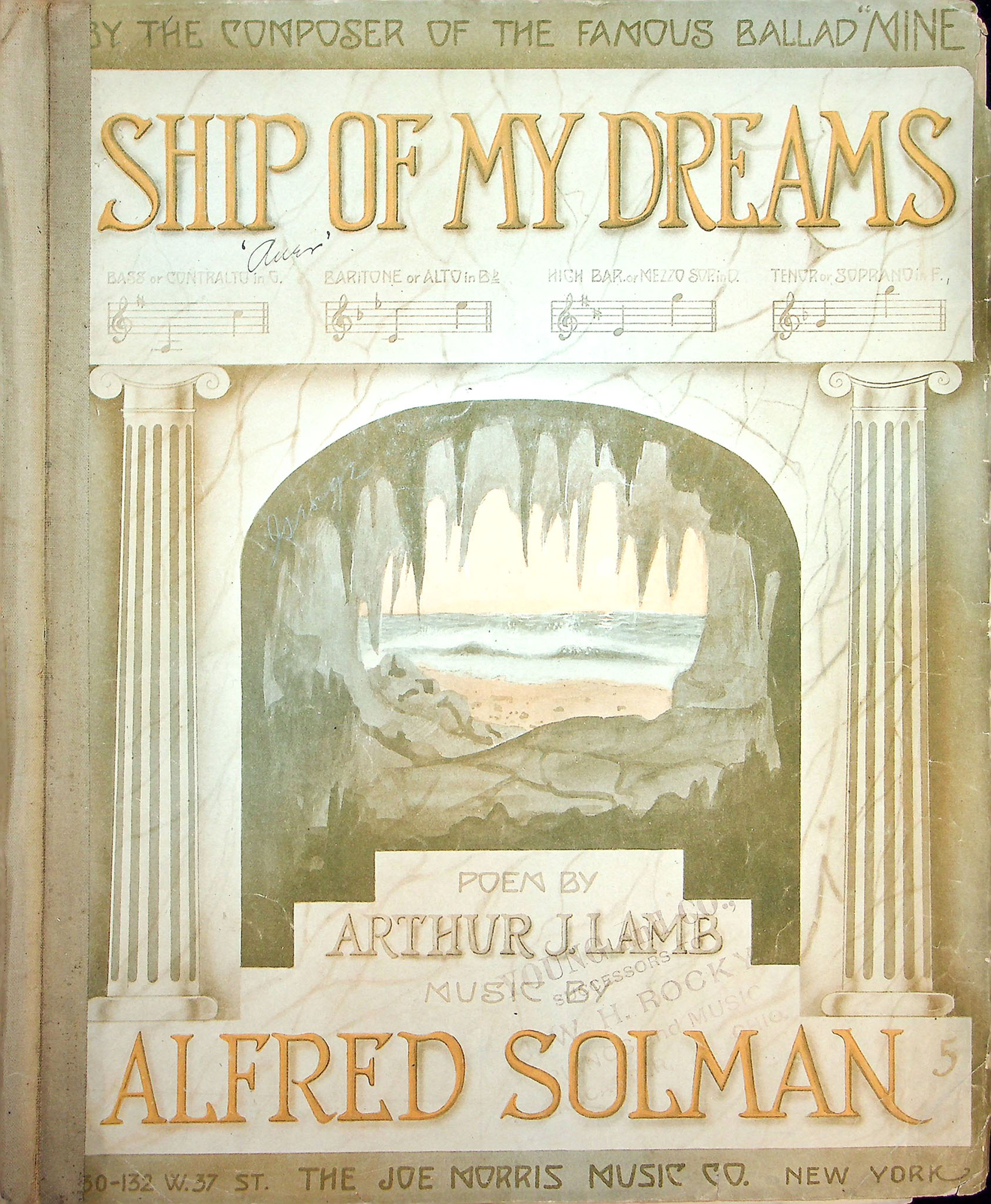 1912 Ship Of My Dreams Vintage Sheet Music Large Alfred Solman Arthur ...