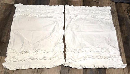 Shabby White Pillow Shams Lot of 2 Beddys Standard Ruffles Romantic ...