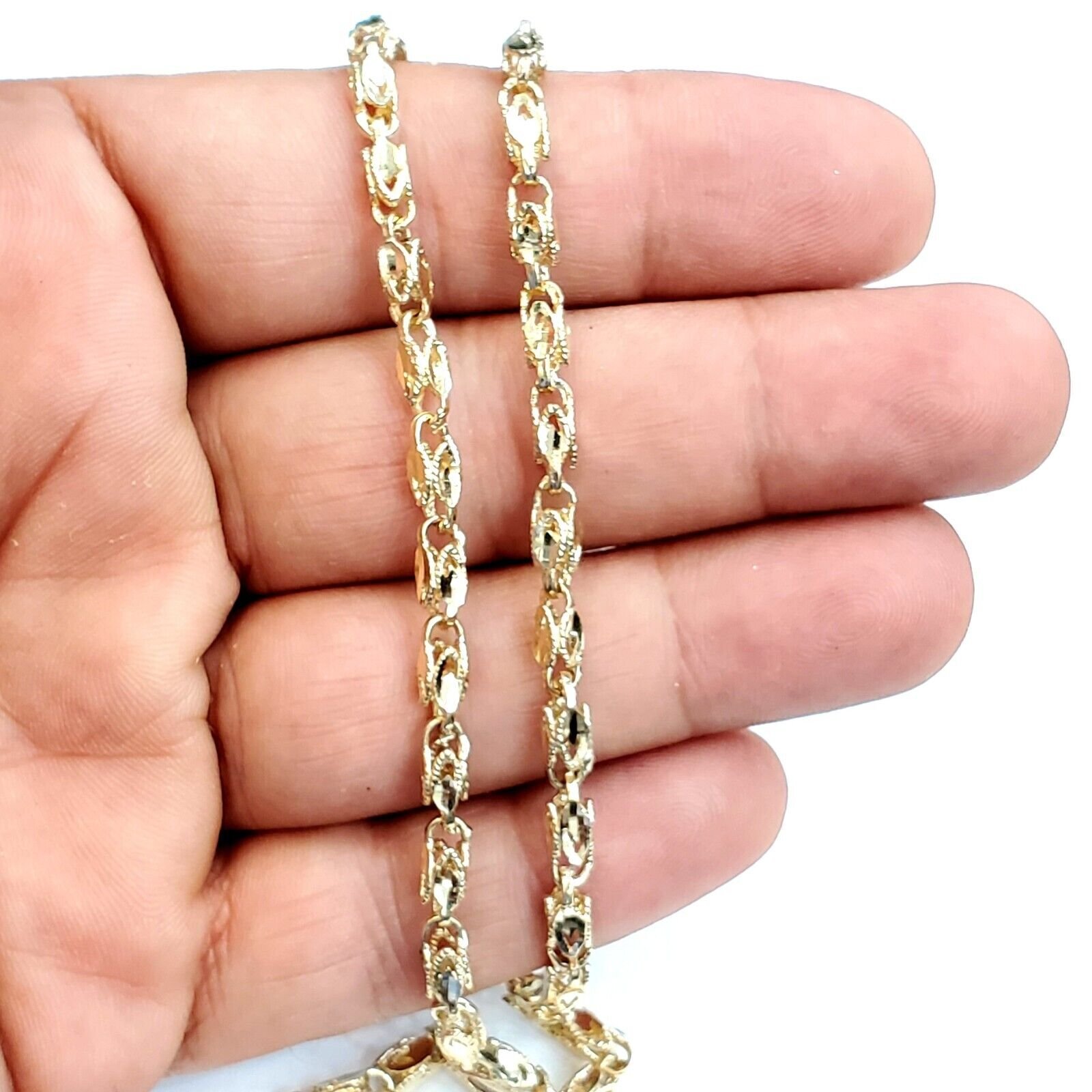 10K real yellow gold 3.75mm Turkish chain Necklace gift fine jewelry 24 ...
