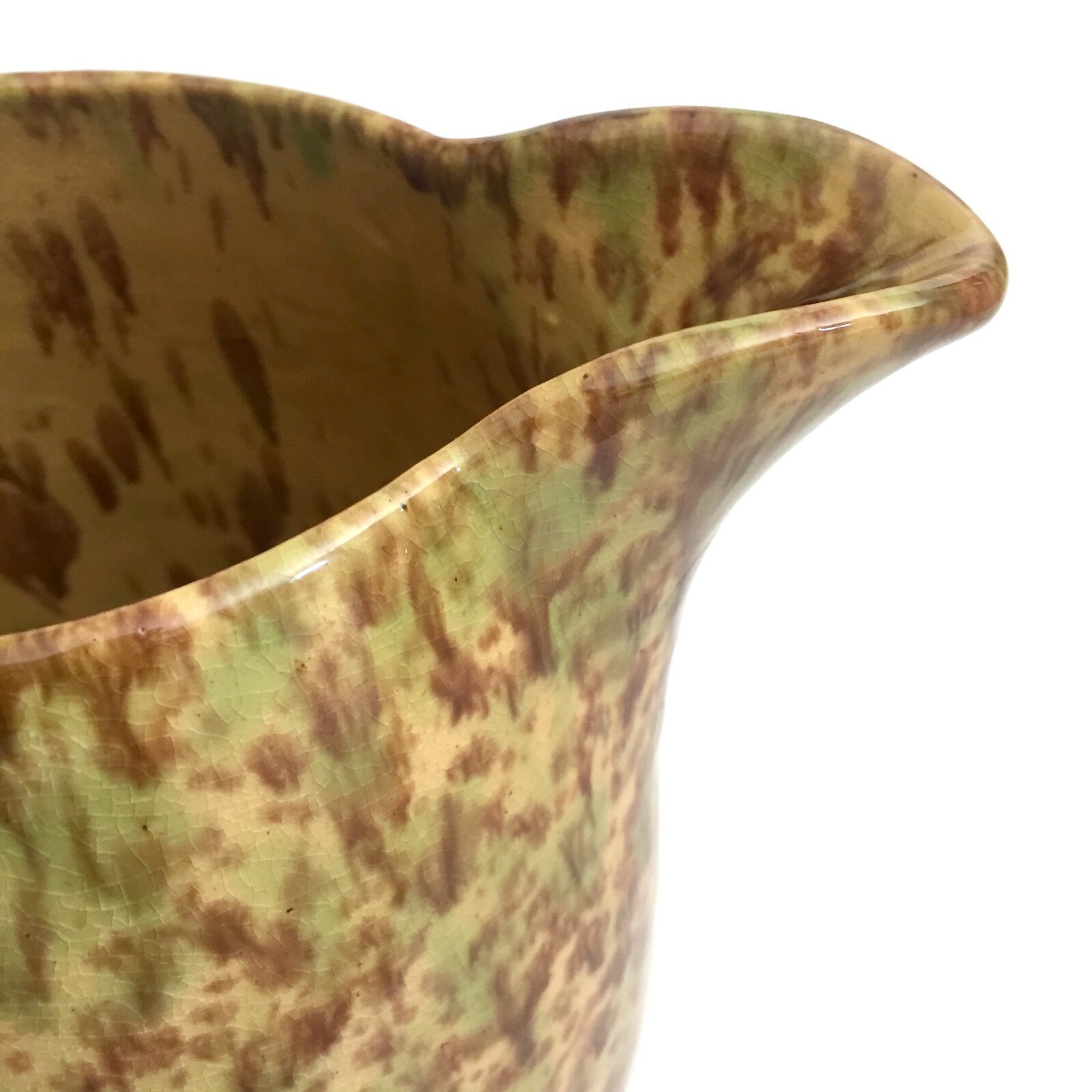 RARE VINTAGE MORTON POTTERY SPATTERWARE GREEN & BROWN STONEWARE CERAMIC ...