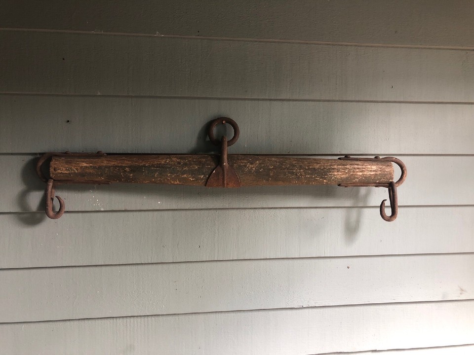 Vintage Yoke Wood Iron Horse Single Tree Oxen Farm Western Barn Decor ...