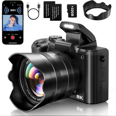 8K Digital Camera for Photography, 88MP Autofocus WiFi Vlogging Camera ...