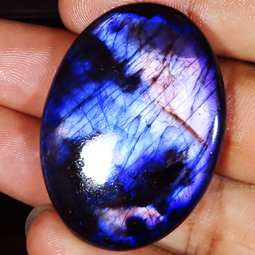 Blue Color LABRADORITE Oval Cabochon Rare Gemstone 70.10 Cts 31x42x6 mm ...