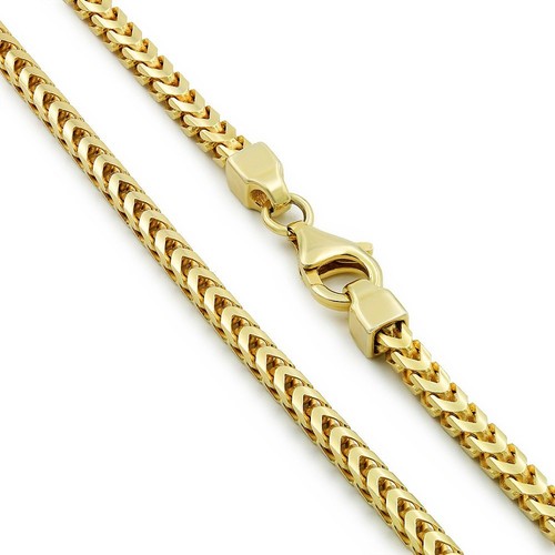 14K Yellow Gold 1mm - 3mm Solid Franco Chain, Square Box Link Necklace ...