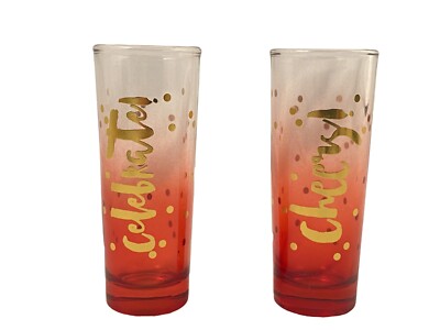 2 Slant Shot Glasses Celebrate Cheers Ombre with Polka Dots 2 Ounce ...