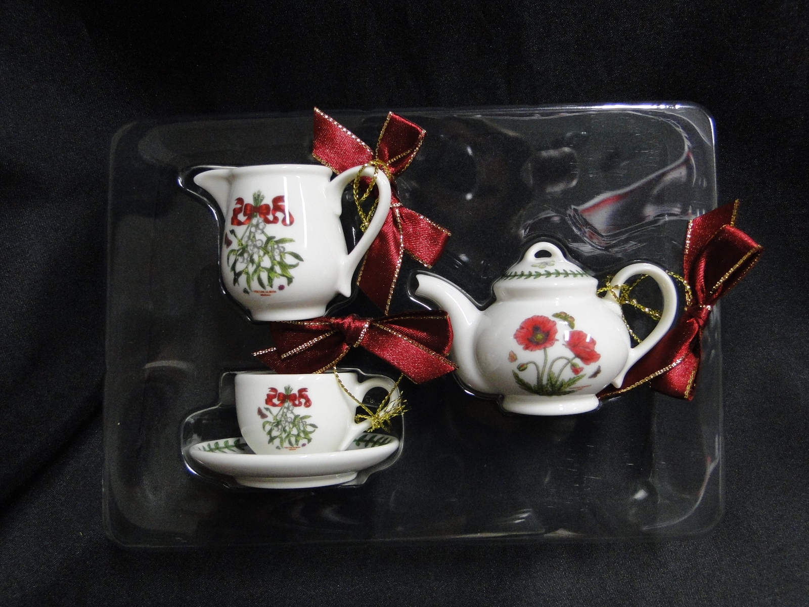 Portmeirion Botanic Garden: Tea Set Mini Ornaments, Teapot, Creamer ...