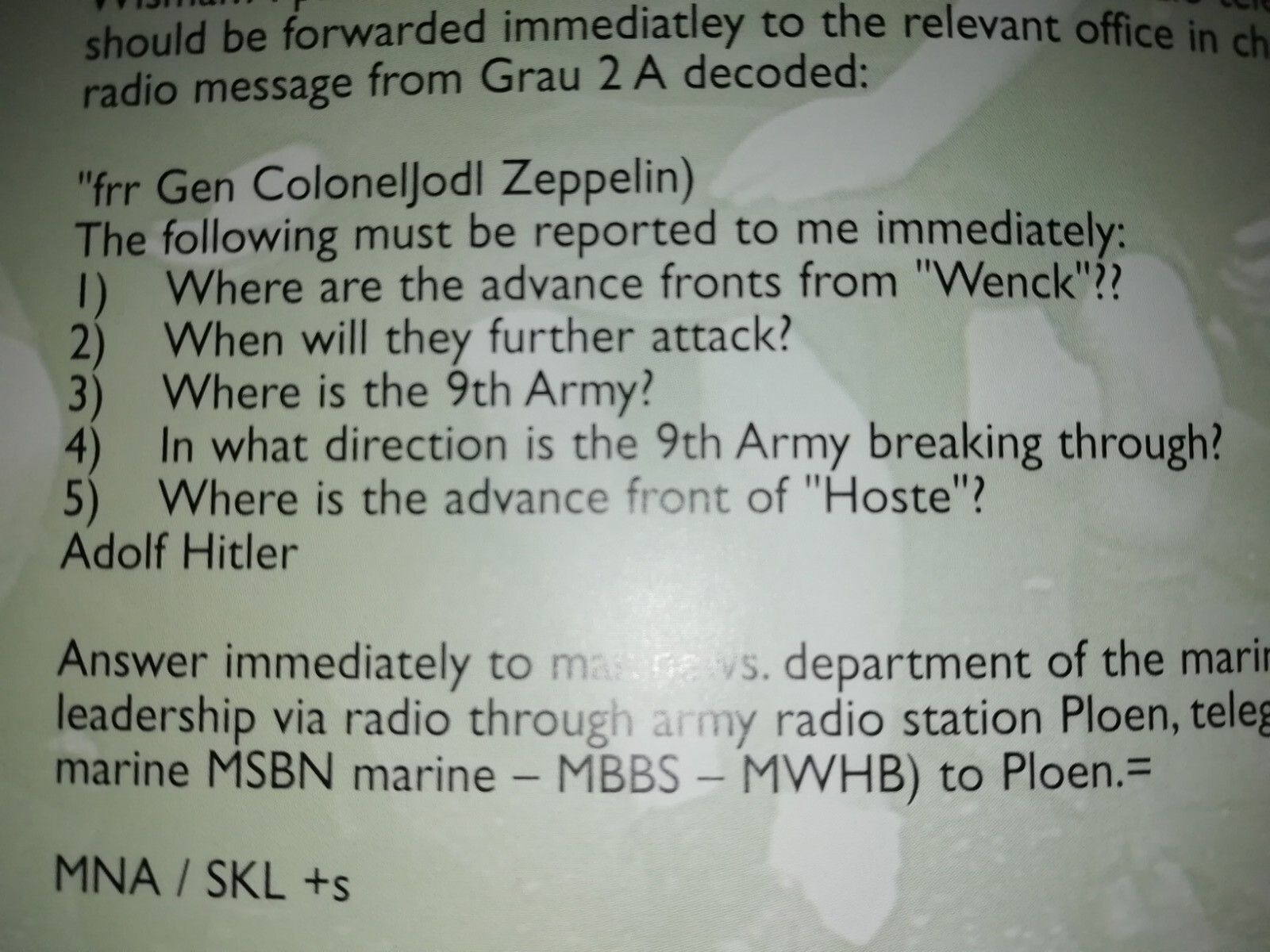 WWII WW2 DDAY VICTORY CAPTURED DESPERATE GERMAN TELEGRAM MILITARY-VTG ...