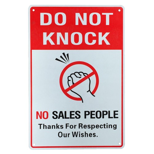 3x WARNING SIGN DO NOT KNOCK NO SALES PEOPLE 200x300mm Metal PRIVATE ...