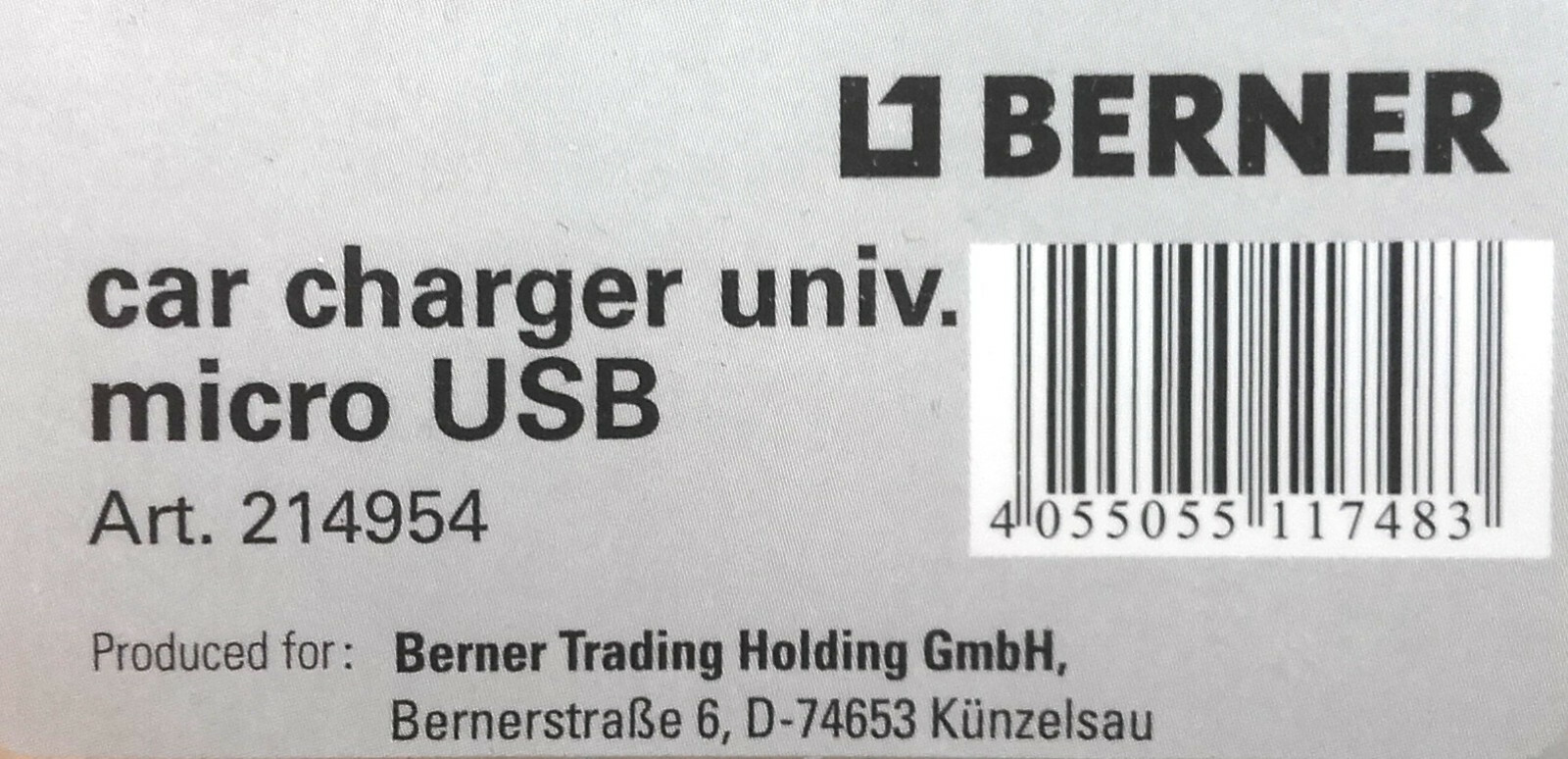 Berner 214954 Car Charger Micro USB Universal Input 12V/24V DC Output ...
