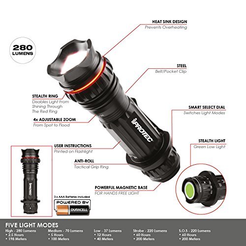 LED-Taschenlampe iPROTEC Pro 280 Lite Aluminium, schwarz Neu (T11) | eBay